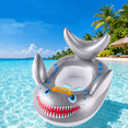 Compact Inflatable Pool Float Ring with Seat and Handles, Shark Print ...
