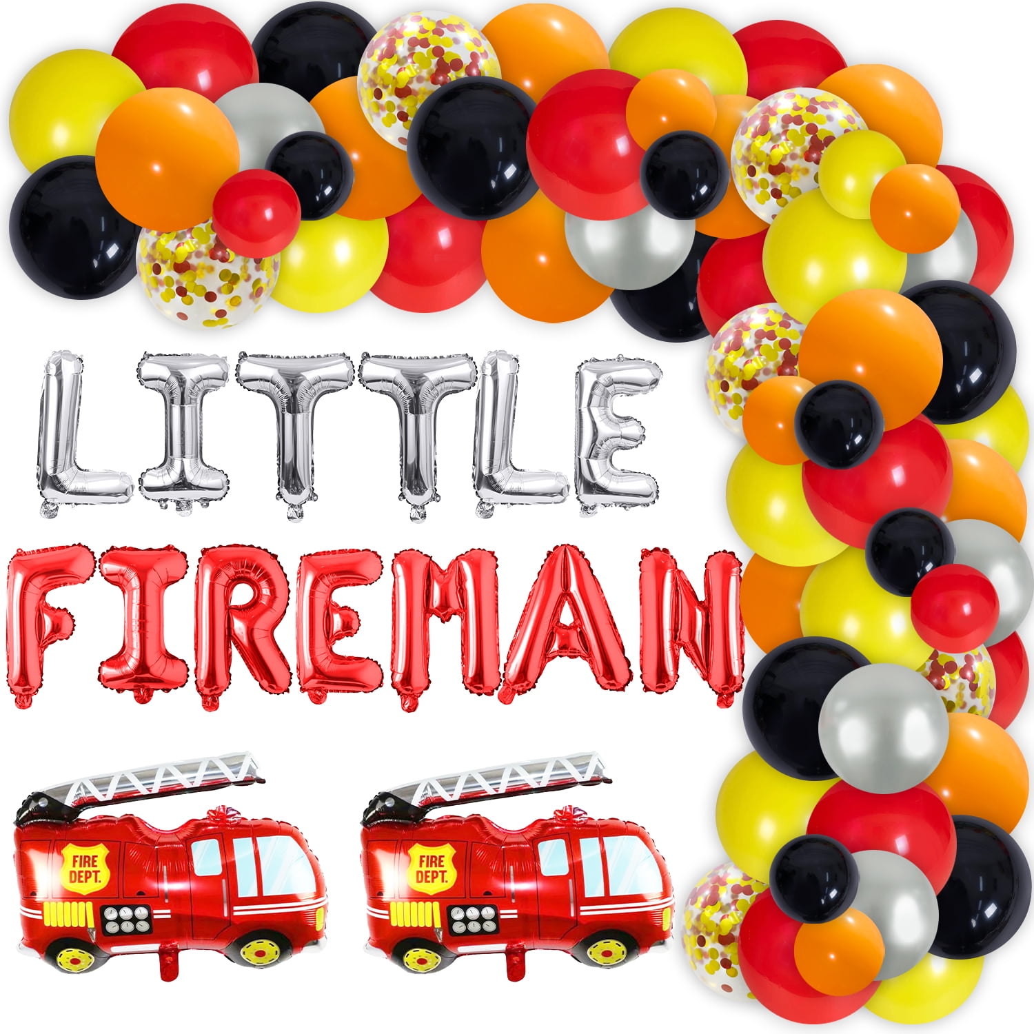 Little Fireman Birthday Party Supplies, Fire Truck Birthday Decoration ...