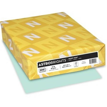 Wausau Paper 24 lbs Astrobrights Merry Mint Inkjet Colored Paper - Pack ...