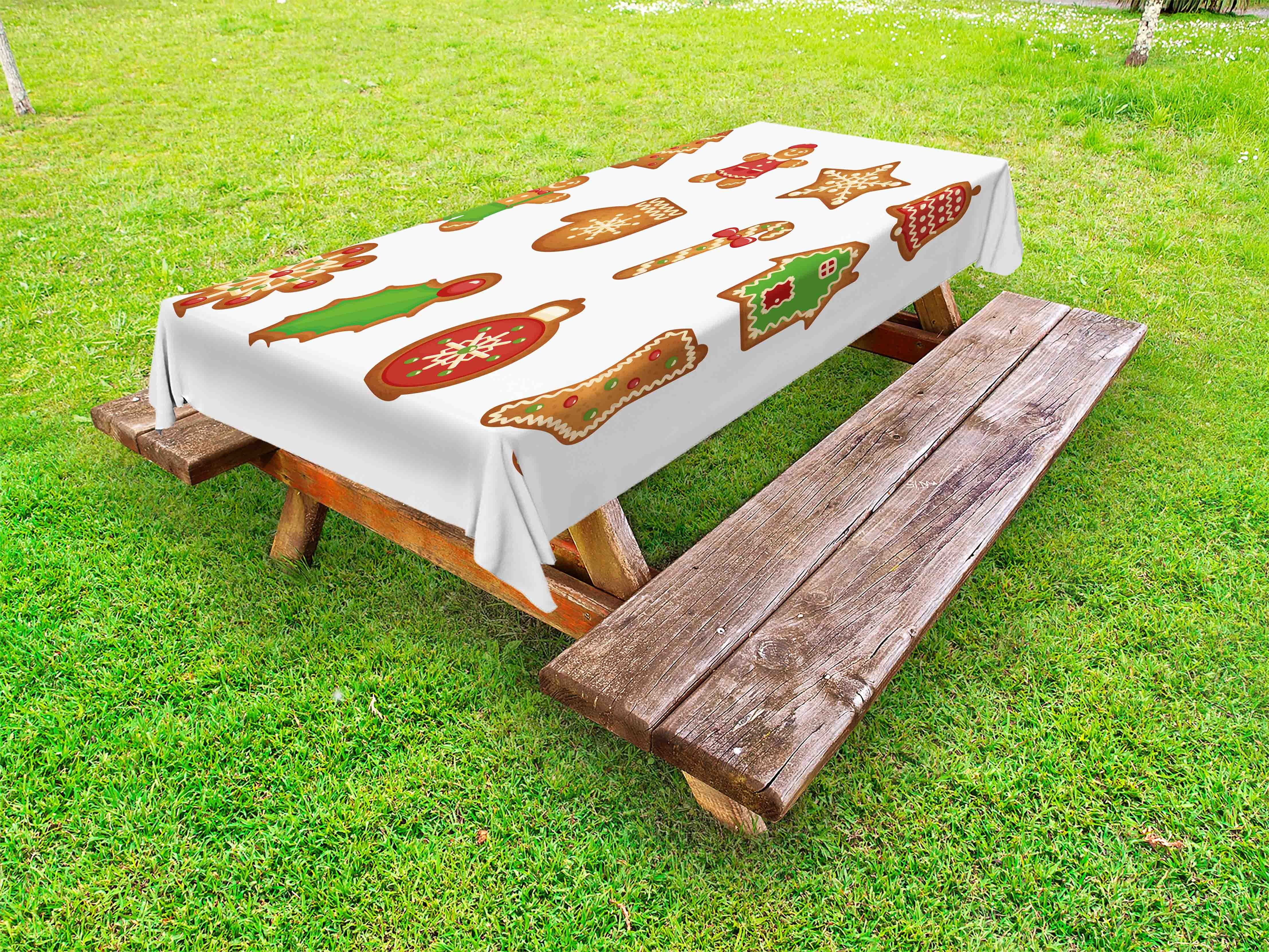 Gingerbread Man Outdoor Tablecloth, Various Biscuits in Different ...