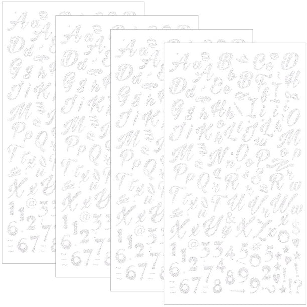 540pcs White Letter Stickers, Glitter Cursive Alphabet Letter and ...
