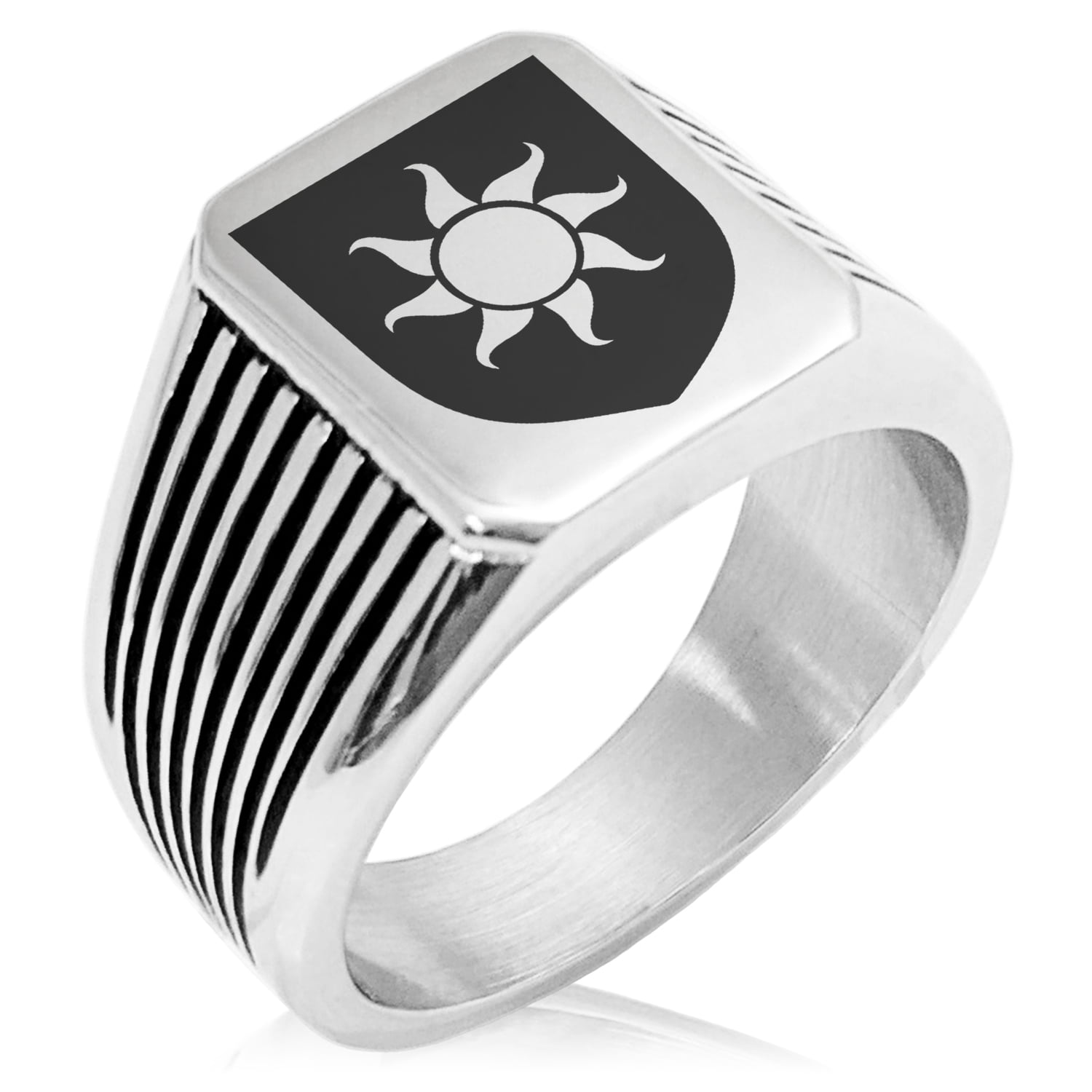 Stainless Steel Sun Splendor Coat of Arms Shield Needle Stripe Pattern ...