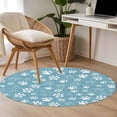 Blue Paw Print 4FT Round Area Rugs Modern Classic Blue White Animal ...