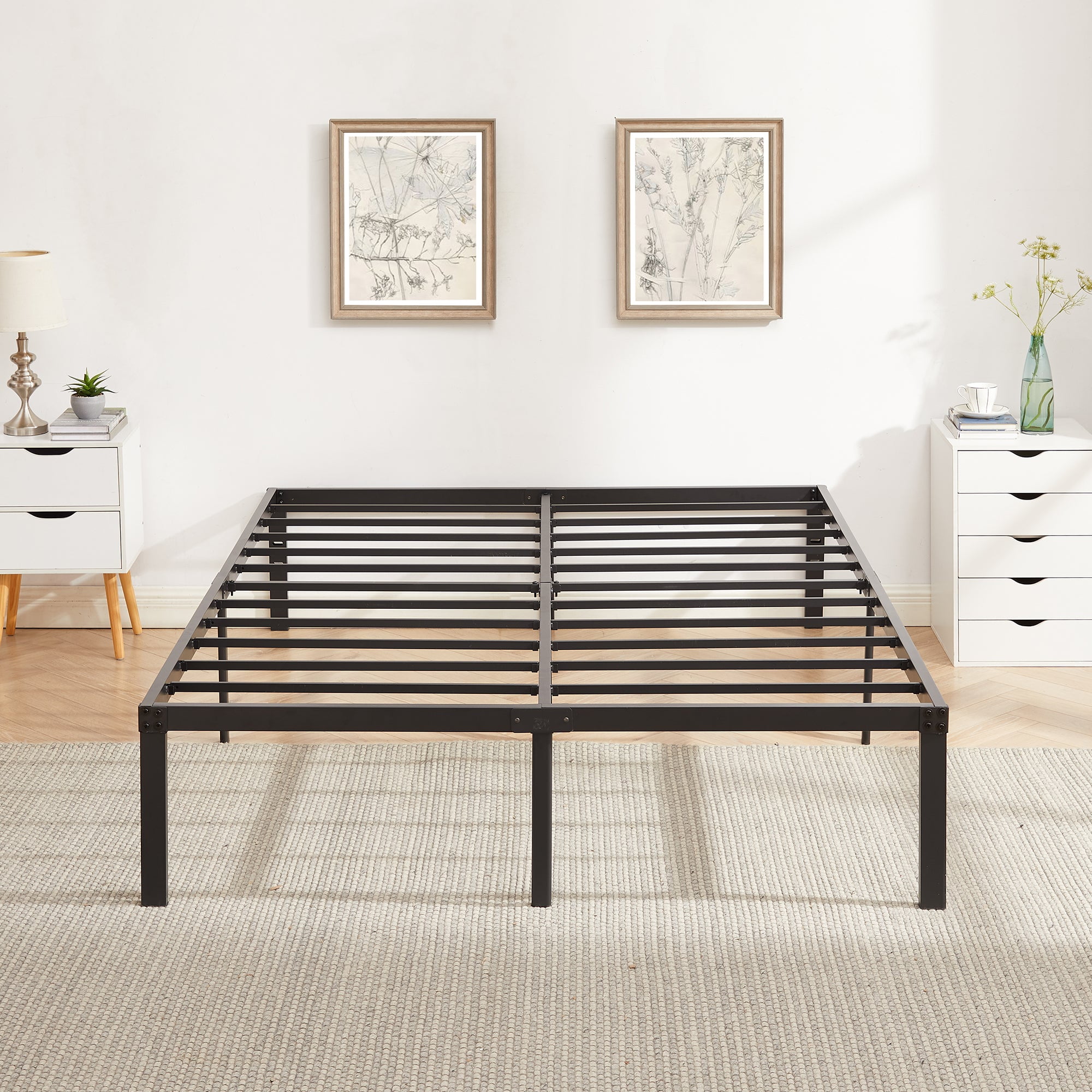 Click here for Vecelo 16 Queen Size Metal Platform Bed Frame  Bla... prices