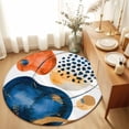 Boho Terracotta Aesthetic Round Rug 5ft Color Block Minimalist Art ...