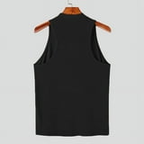 INCERUN Men's Sleeveless Vest Slim Fit Solid Color Half-collar Gym Tops ...