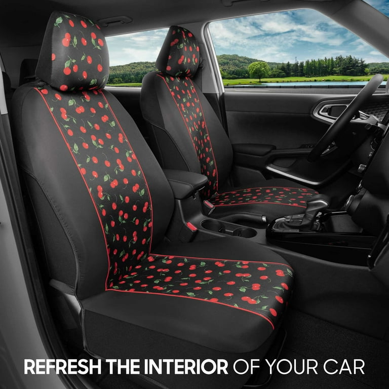 BDK Cheeky Cherry Theme Car Seat Covers Universal Fit Car Seat Covers for All Vehicle 2 Sets