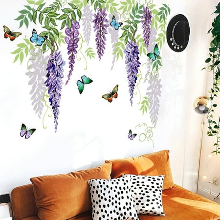 Neinkie Hanging String of Pearls Vine Wall Stickers Leaves Green Plants ...