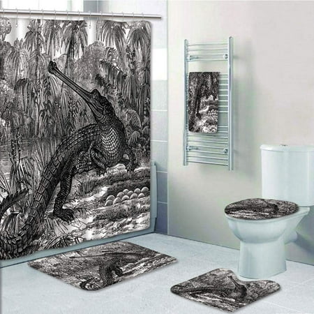 EREHome Vintage Old Fashion Sketch of A Crocodile in Forest Wildlife ...