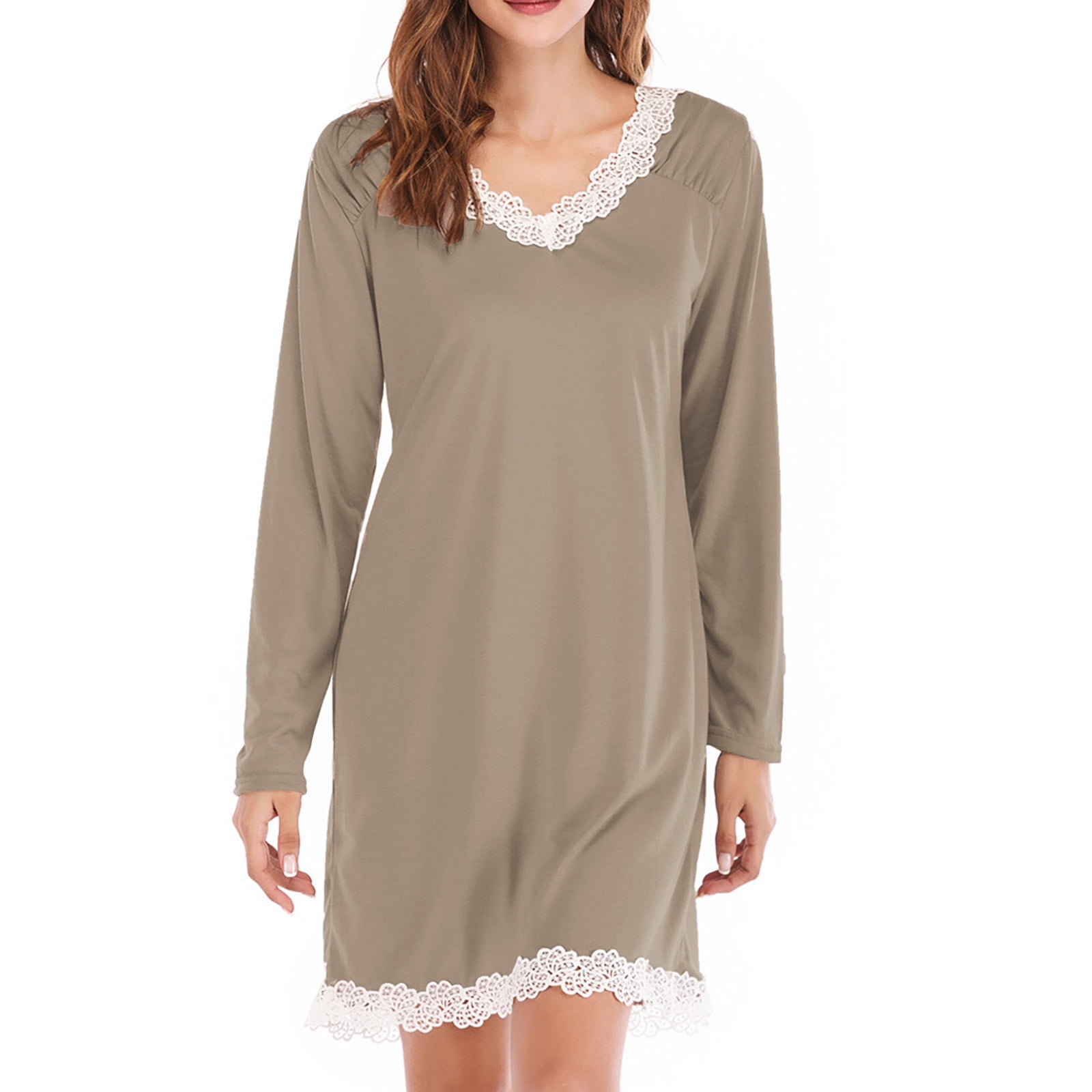 Click here for Lenpel Womens T Shirt Dress Lace V Neck Long Sleev... prices