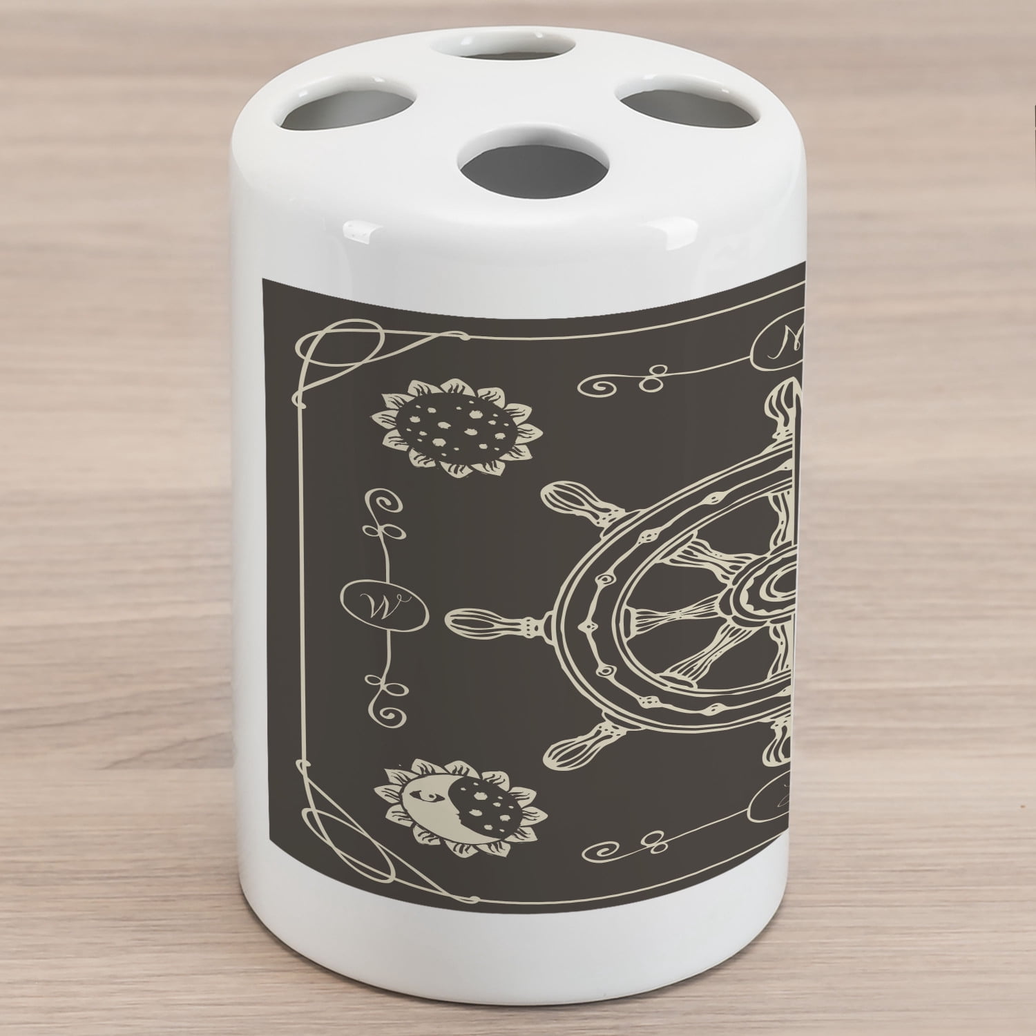 Nautical Ceramic Toothbrush Holder, Maritime Inspired Design Compass ...