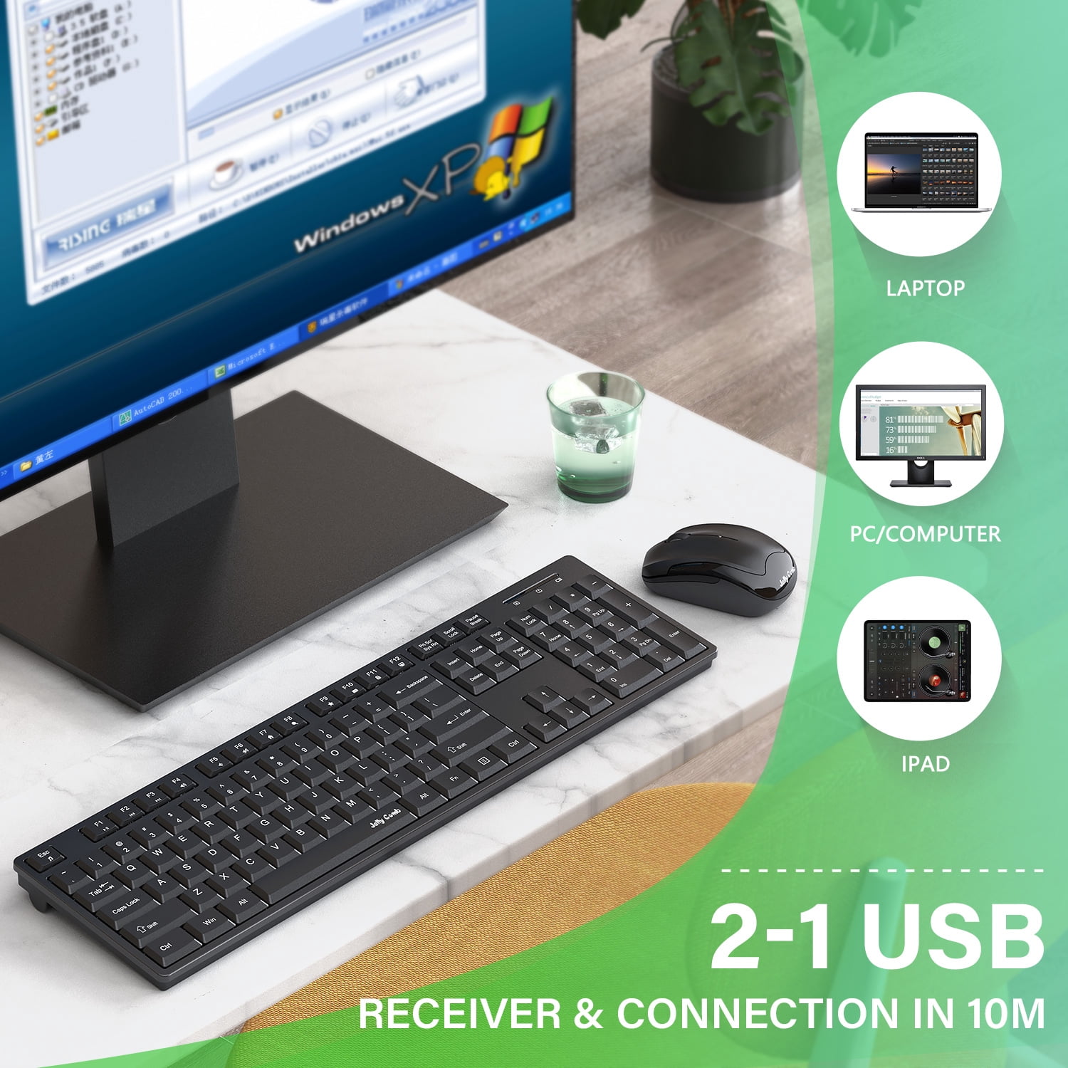 Buy Jelly Comb Wireless Keyboard and Mouse, 2.4G Wireless Keyboard ...