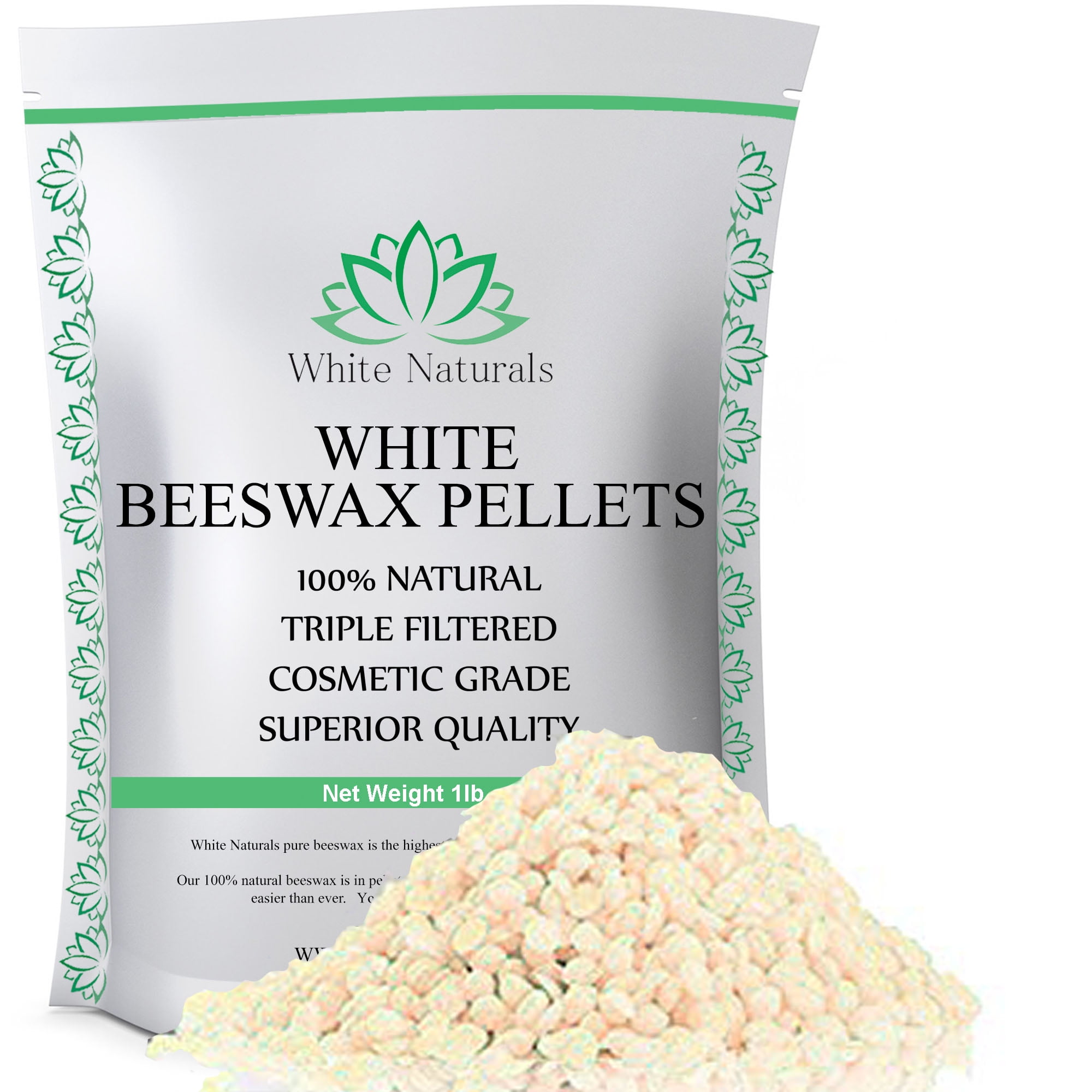 White Beeswax Pellets 1 Lb Organic Pure Natural Cosmetic Grade Bees Wax Pastilles Triple