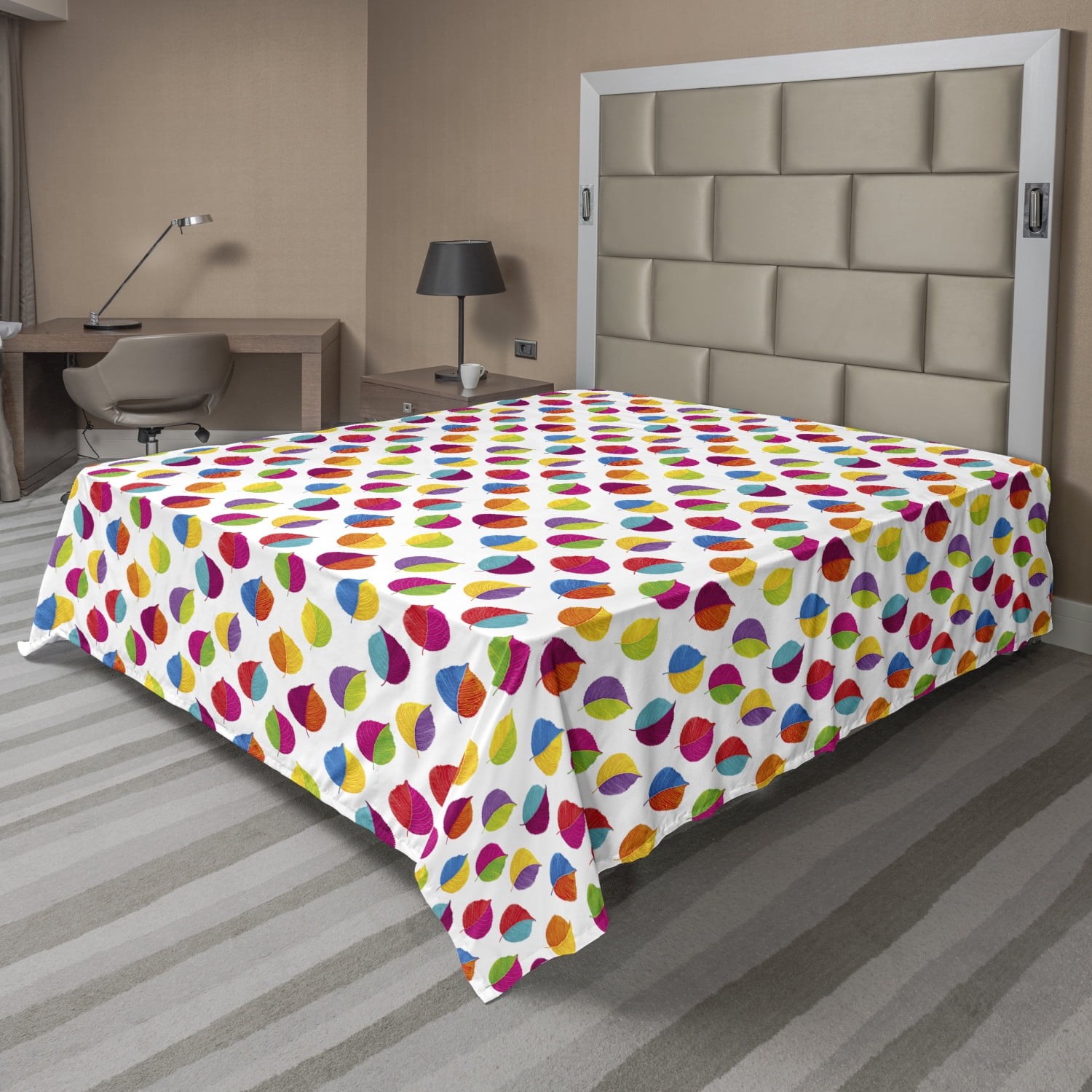 Autumn Flat Sheet, Colors Leaves Fall Season on Plain Background, Soft ...