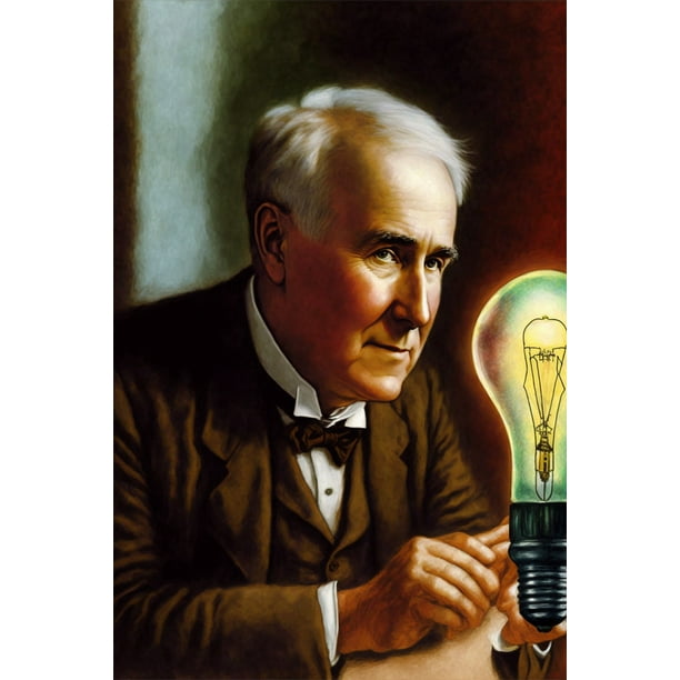 24x36 gallery poster, Thomas Edison, inventor of the lightbulb ...