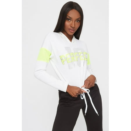 Urban Planet Women's Graphic Mesh Insert Cropped Active Hoodie ...