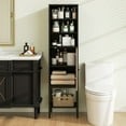 57 Inch Bathroom Tall Cabinet with 1 Door and 4 Shelves Narrow Storage ...