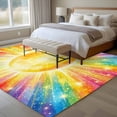 Colorful Sun Washable Area Rug 5x7 Cartoon Watercolor Red Yellow Blue ...