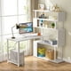 Tribesigns Rotating Computer Desk with 5 Shelves Bookshelf, Modern L ...