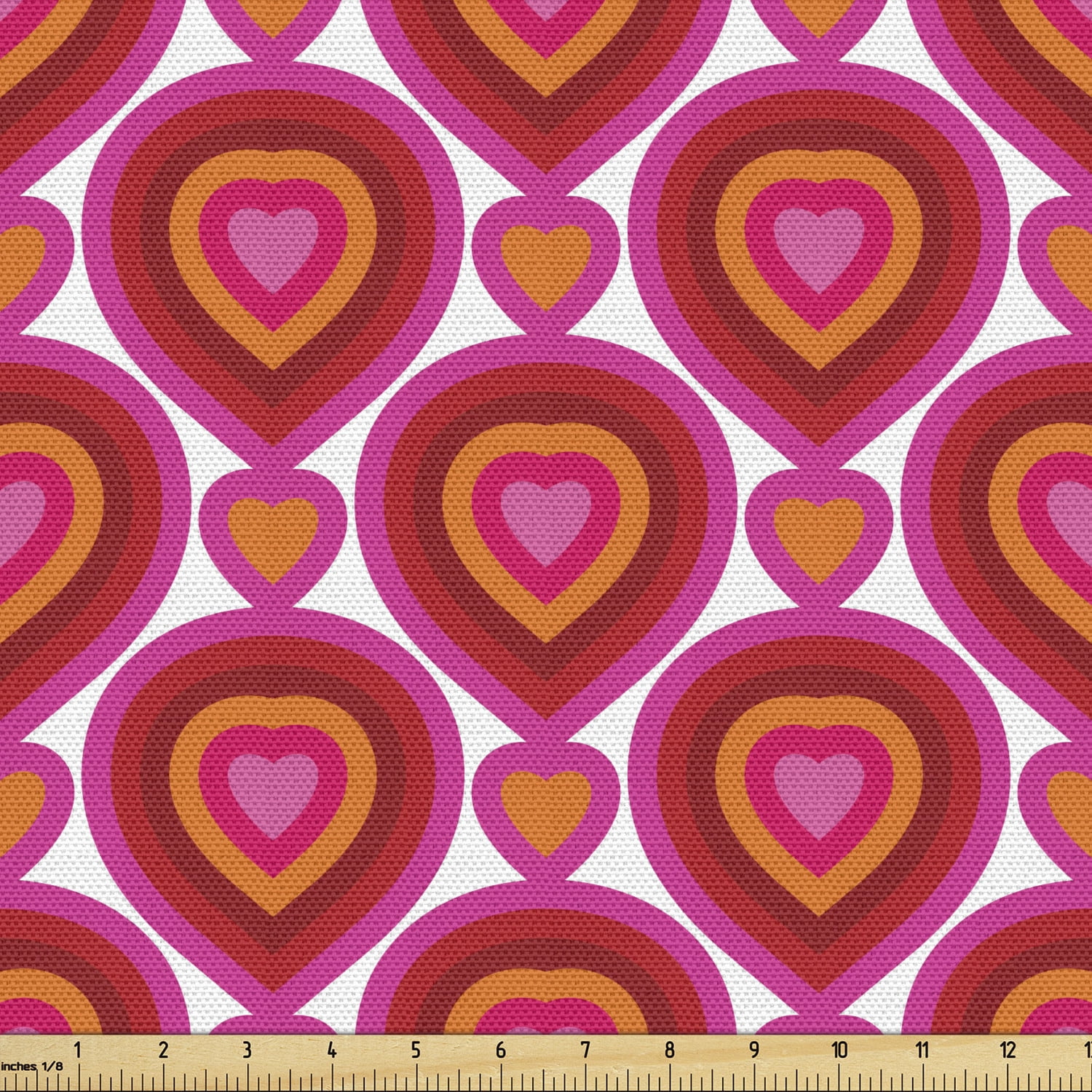 Hearts Fabric By The Yard Colorful Graphic Tile Pattern With Hearts In