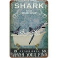 Vintage Tin Sign Shark & Co Bath Soap Wash Your Fins Shark Metal Tin ...