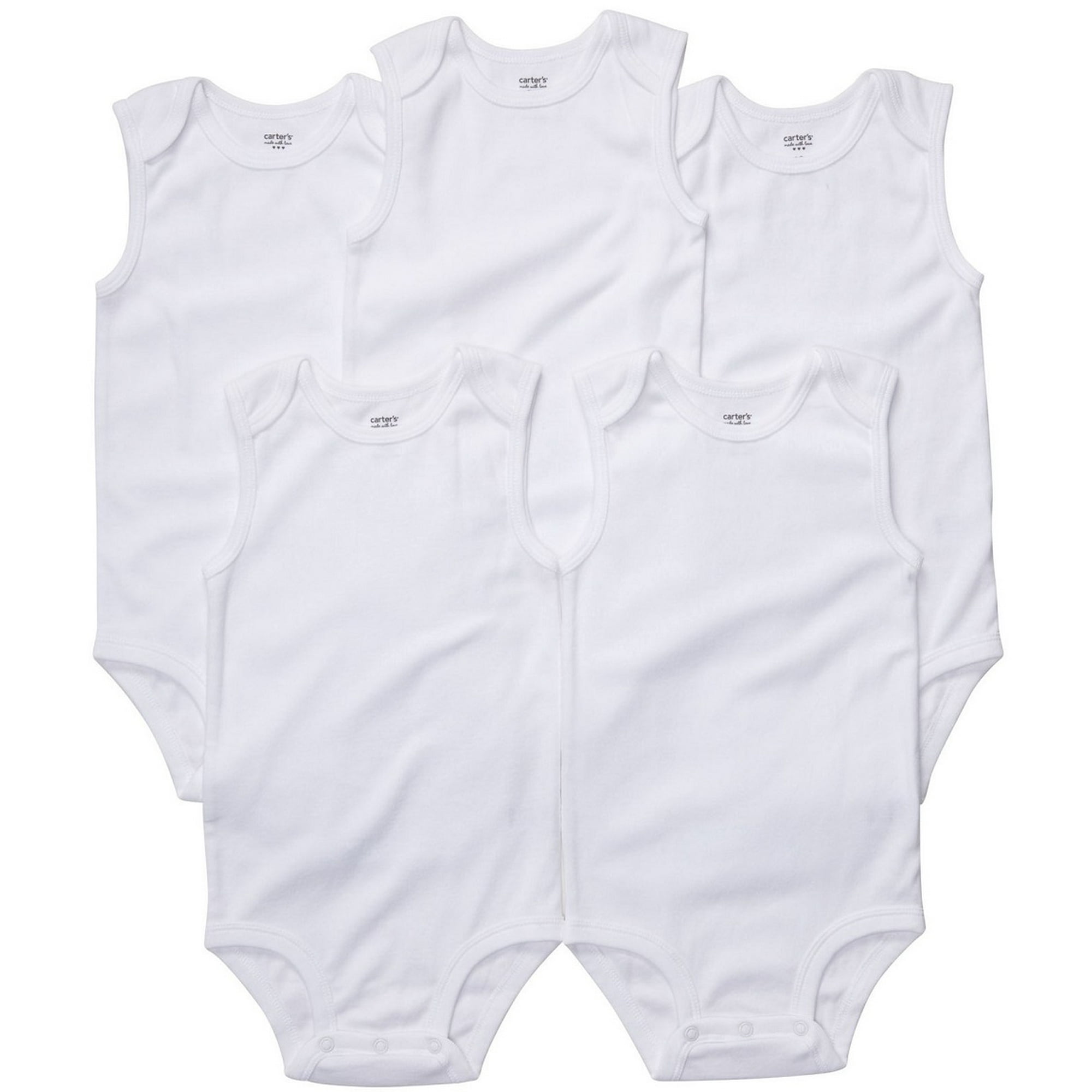 Click here for Carters Unisex Baby Sleeveless 5 Pack White Bodysu... prices