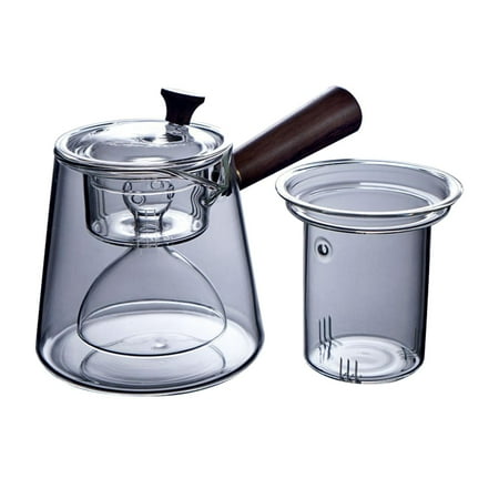 Glass Water Kettle with Infuser Filter Portable Stovetop Clear Jug Tea ...