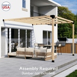 DIY 2-Post Pergola Kit for 12x12 Pergola with Roof Attached to House ...