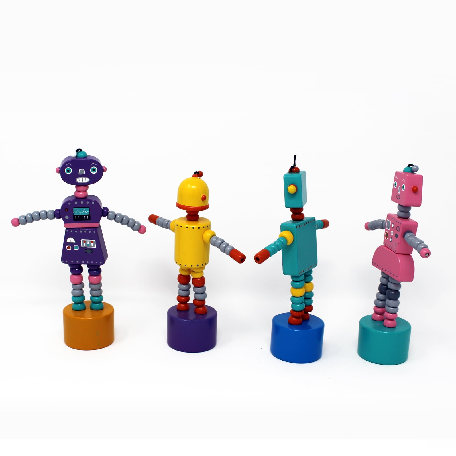 Set of 3 Handmade Wooden Fabric Vintage Push Pop Up Puppets Toys ...