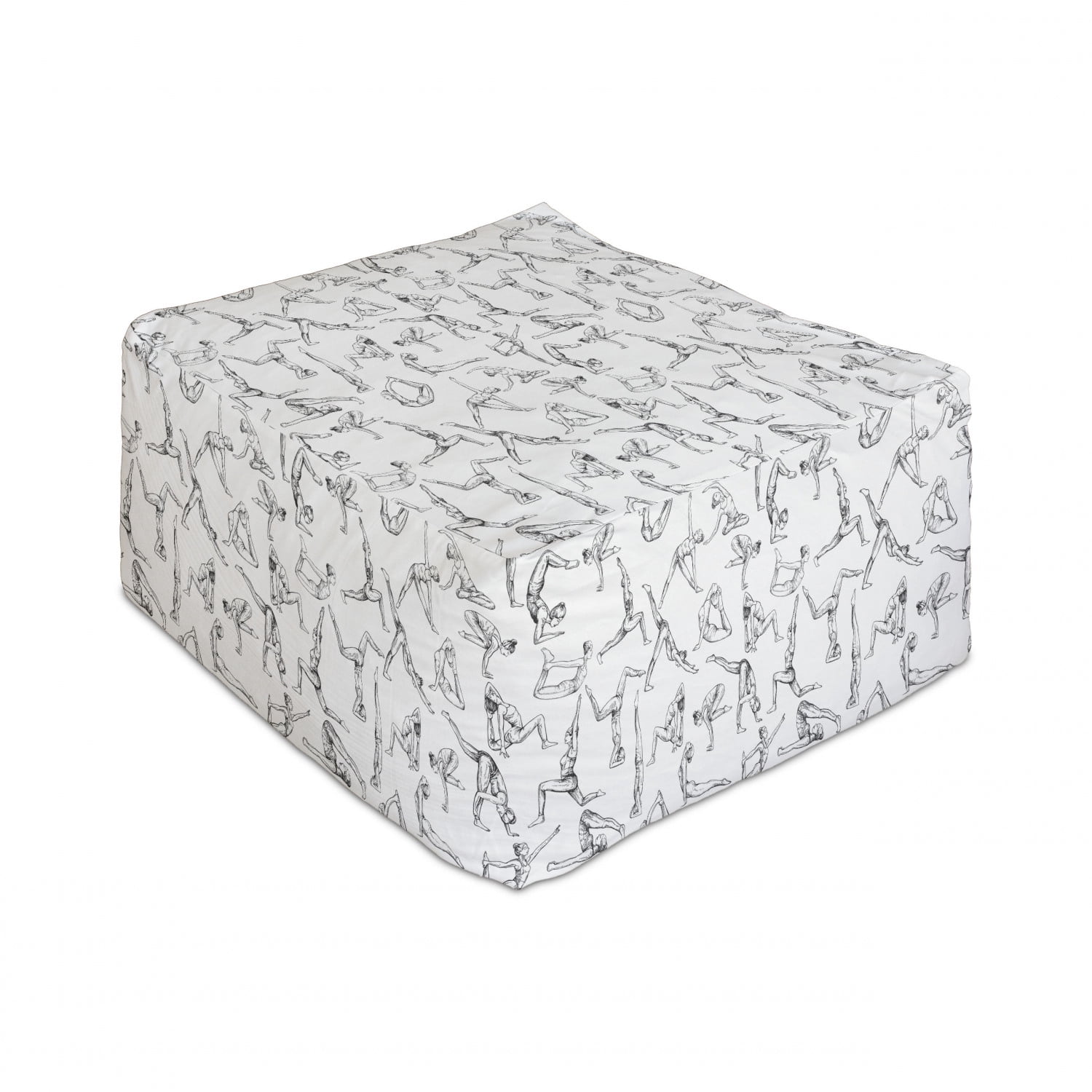 Yoga Rectangle Pouf, Outline Minimal People Poses Flow Practice Relax ...