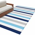 Area Rug for Living Room, Navy Blue Stripe Non-Slip Indoor Large Carpet ...