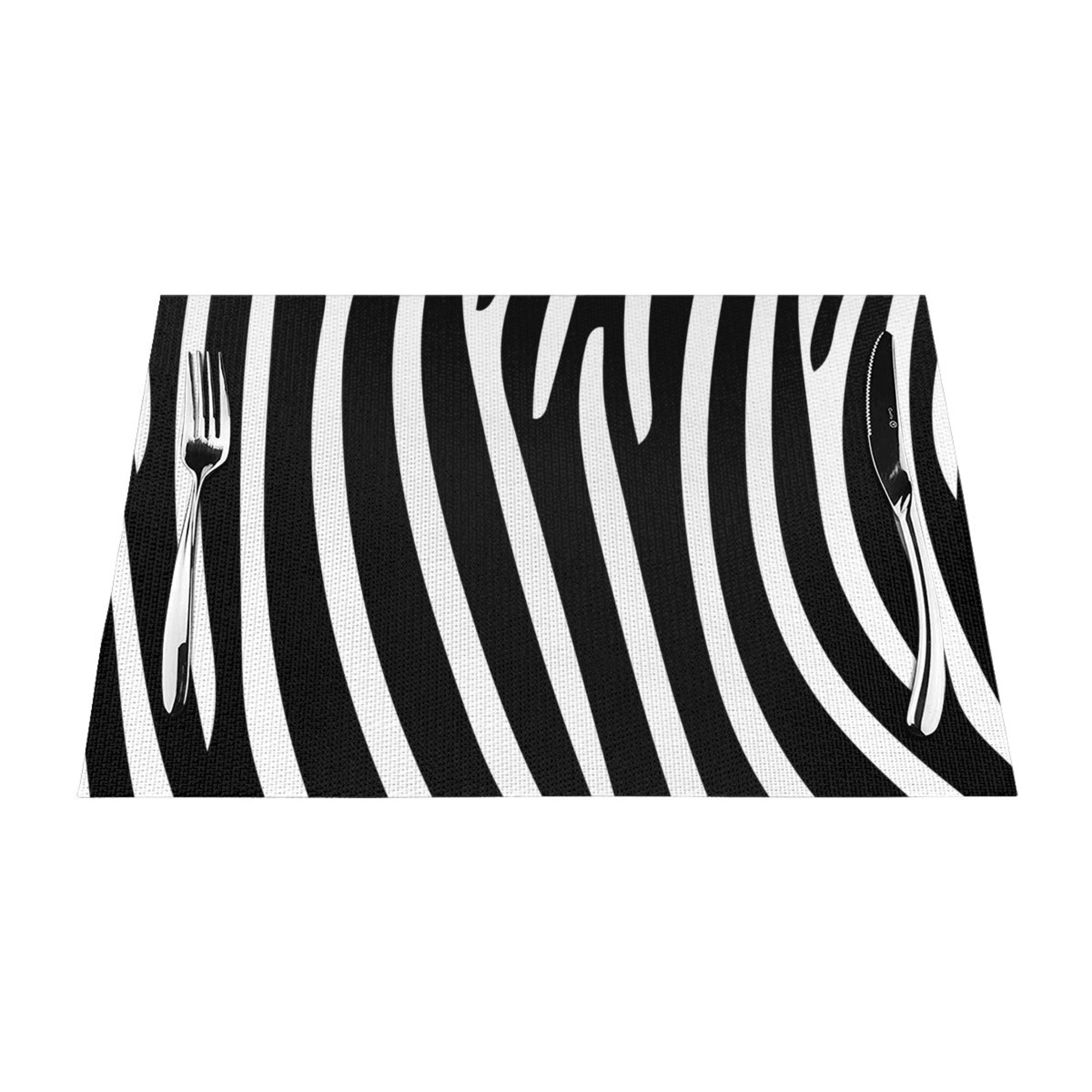 XMXY Woven Placemats Set of 6 PCS, Zebra Stripes Table Mats Washable ...