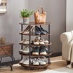 Montauk 16 Pair Organizer, Revolving White Wood Shoe Storage Rack with ...