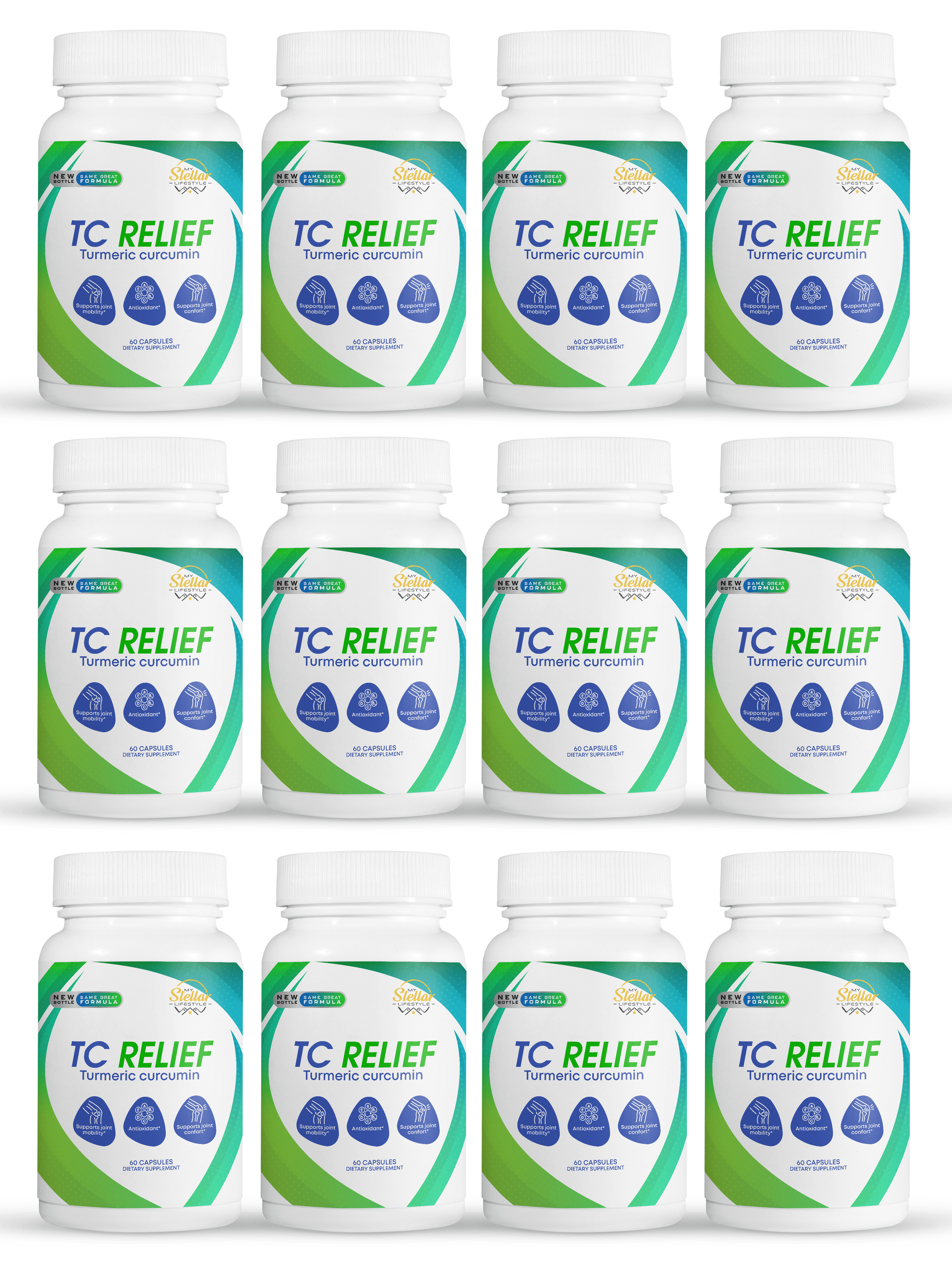 12 Pack TC Relief, supports joint mobility and confort-60 Capsules x12 ...