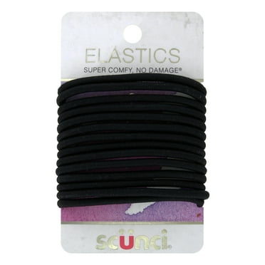 Scunci Elevated Basics No-Damage 4mm Hair Elastics, Black, 20-Pieces ...