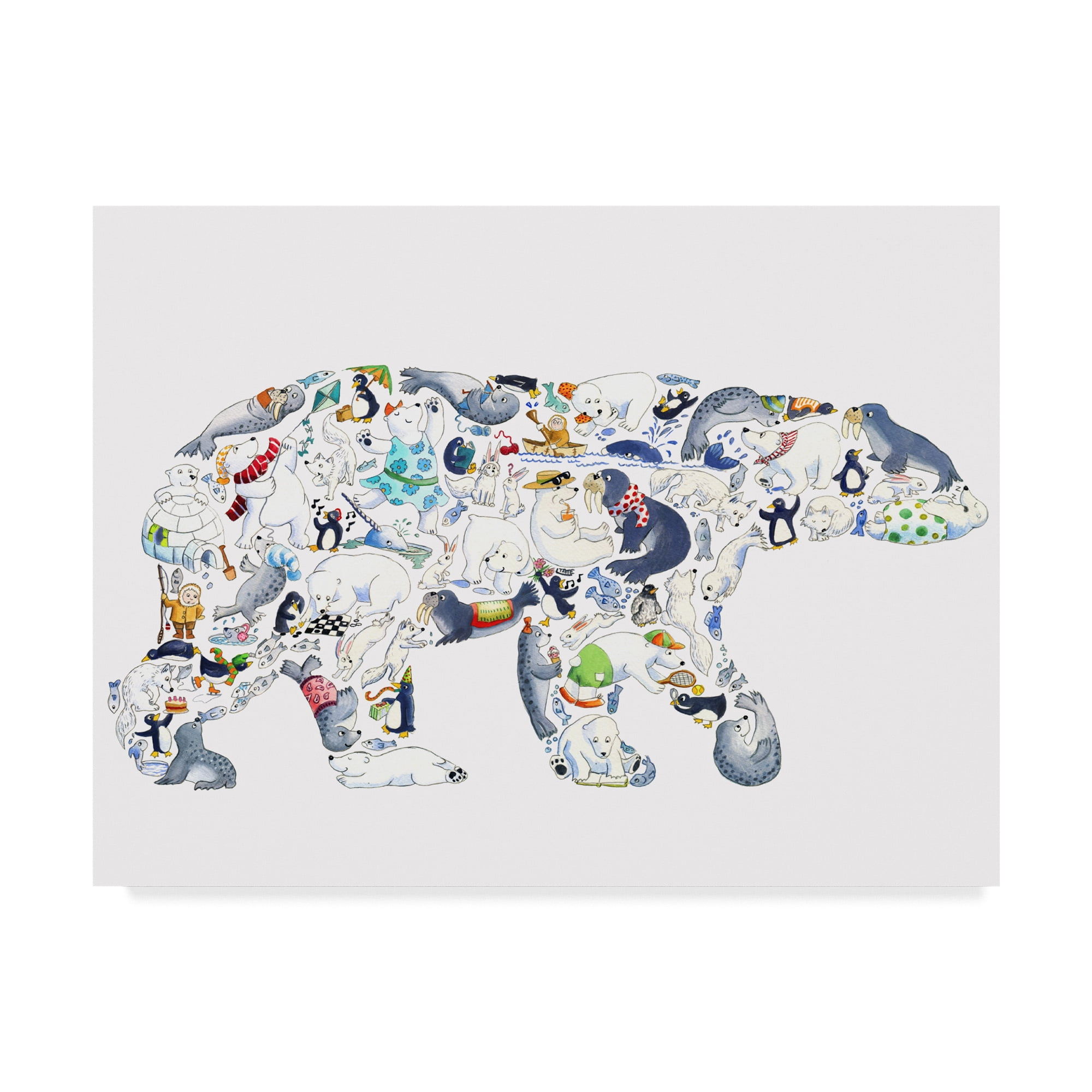Trademark Fine Art 'Polar Bear Collage' Canvas Art by Louise Tate ...