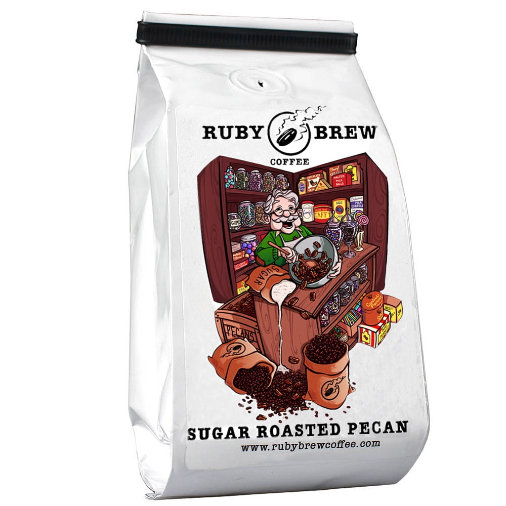 Ruby Brew Coffee Whole Bean Sugar Roasted Pecan Medium Roast Pecan with ...