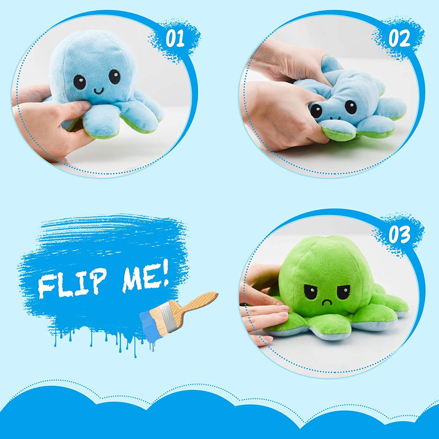 Toys & Games Reversible Cat Plush Double Sided,Moody Happy Flip Toy ...