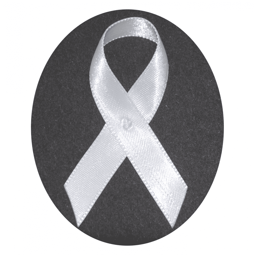 White Satin Awareness Ribbons - Bag of 250 Fabric Ribbons w/ Safety ...