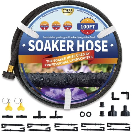 Soaker Hose 100 FT for Garden Beds, 1/2‘‘ Diameter Heavy Duty Soaker ...