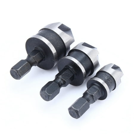 Tbest Chamfer,90° Chamfering Knife,3pc 1/4" Hex 12/16/19mm Countersink ...
