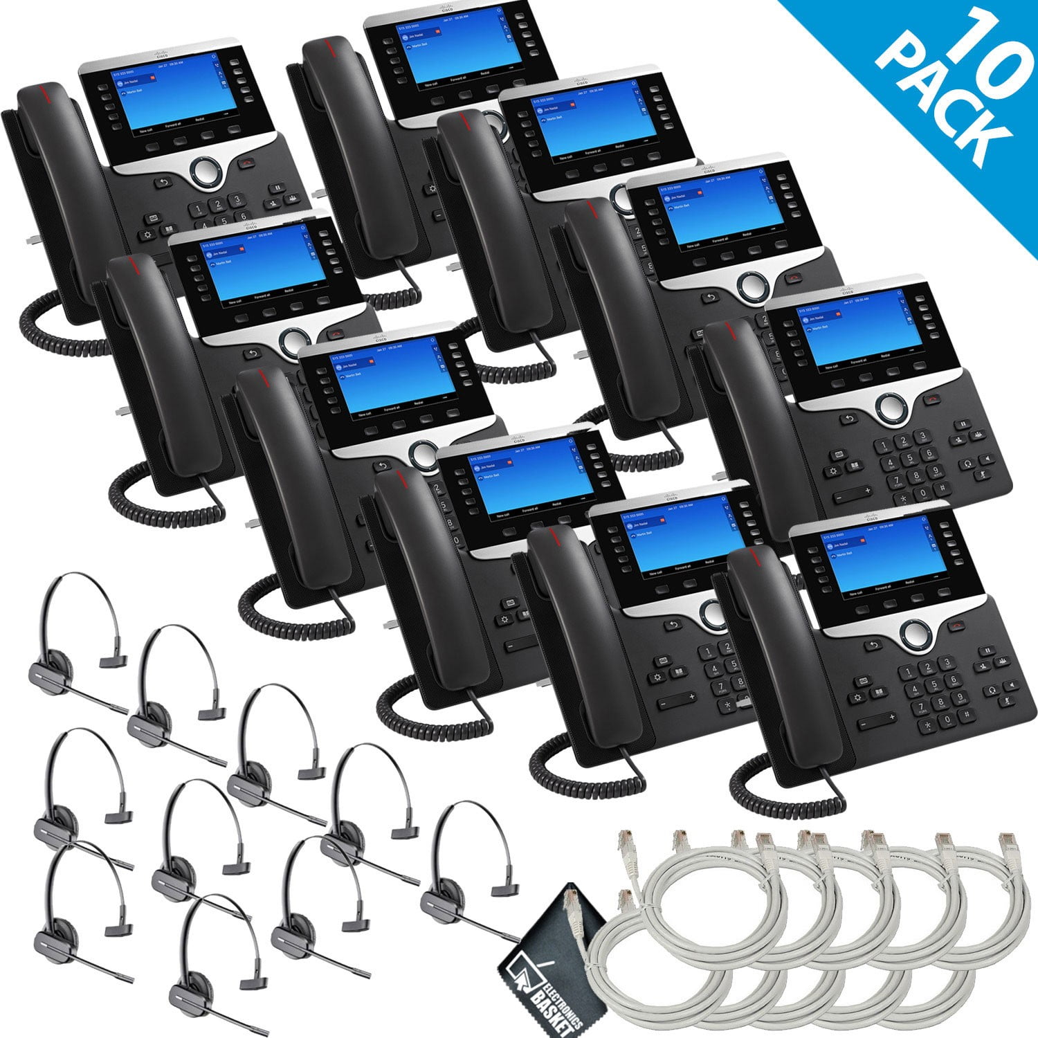 Cisco IP Phone 8841 with Extra Cat5 Cables and Wireless Headsets (10 ...