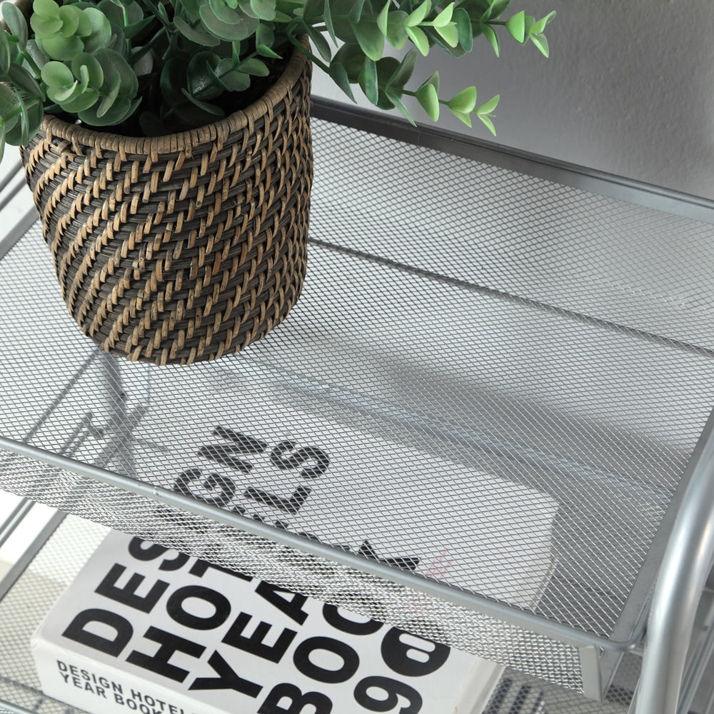 Buy 3-Tier Wire Metal Mesh Shelves, Heavy Duty Utility Rolling Cart ...