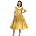 Kvture Womens Retro Plaid Cocktail Dress Vintage Double Breasted Short ...