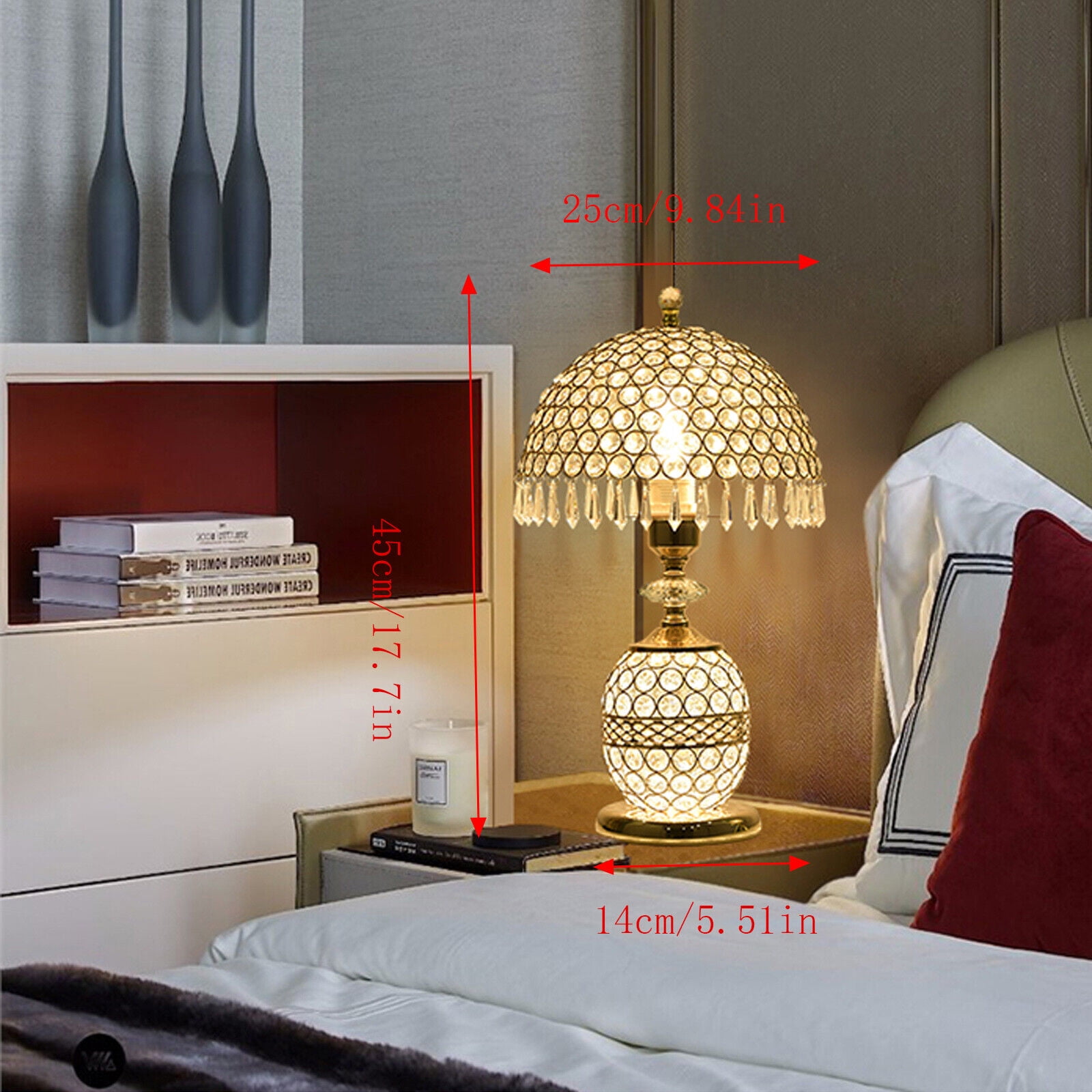 Crystal Table Lamp Bedside Desk Lamp Nightstand Lamp Bedroom Living ...