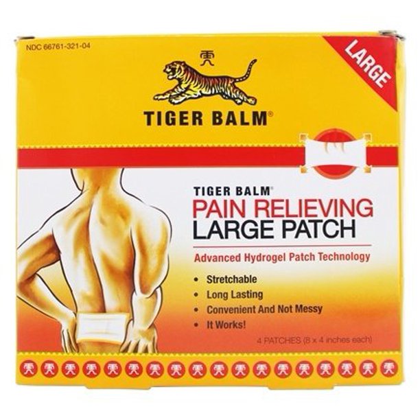 Pain Relieving Patch Large Size - 4 Patch(es) by Tiger Balm (pack of 2 ...