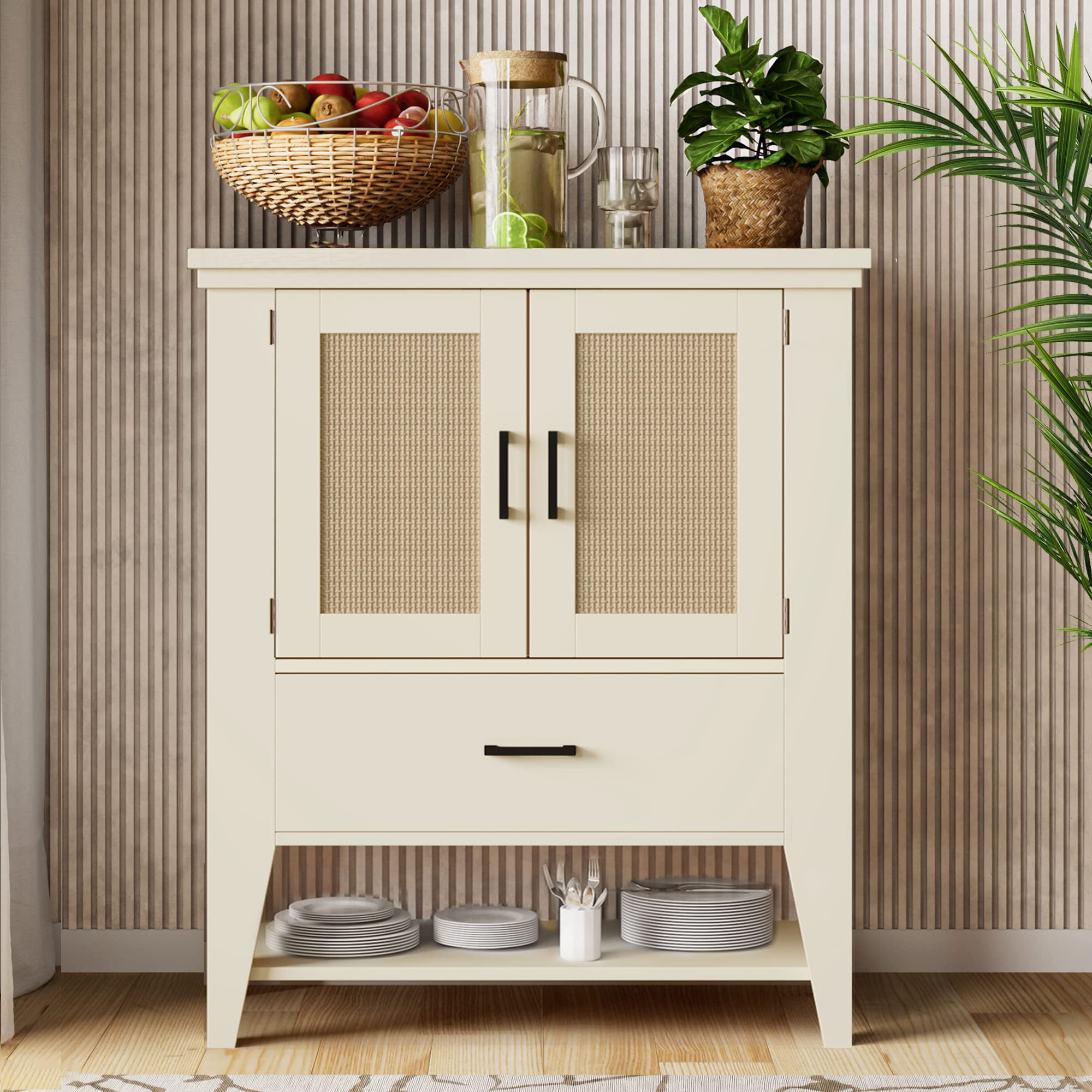 Litake Accent Cabinet, Buffet Cabinet with Storage, Rattan Sideboard ...