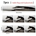 7 Piece Linen Table Runner and Placemats Set, Horse in Bathtub Funny ...