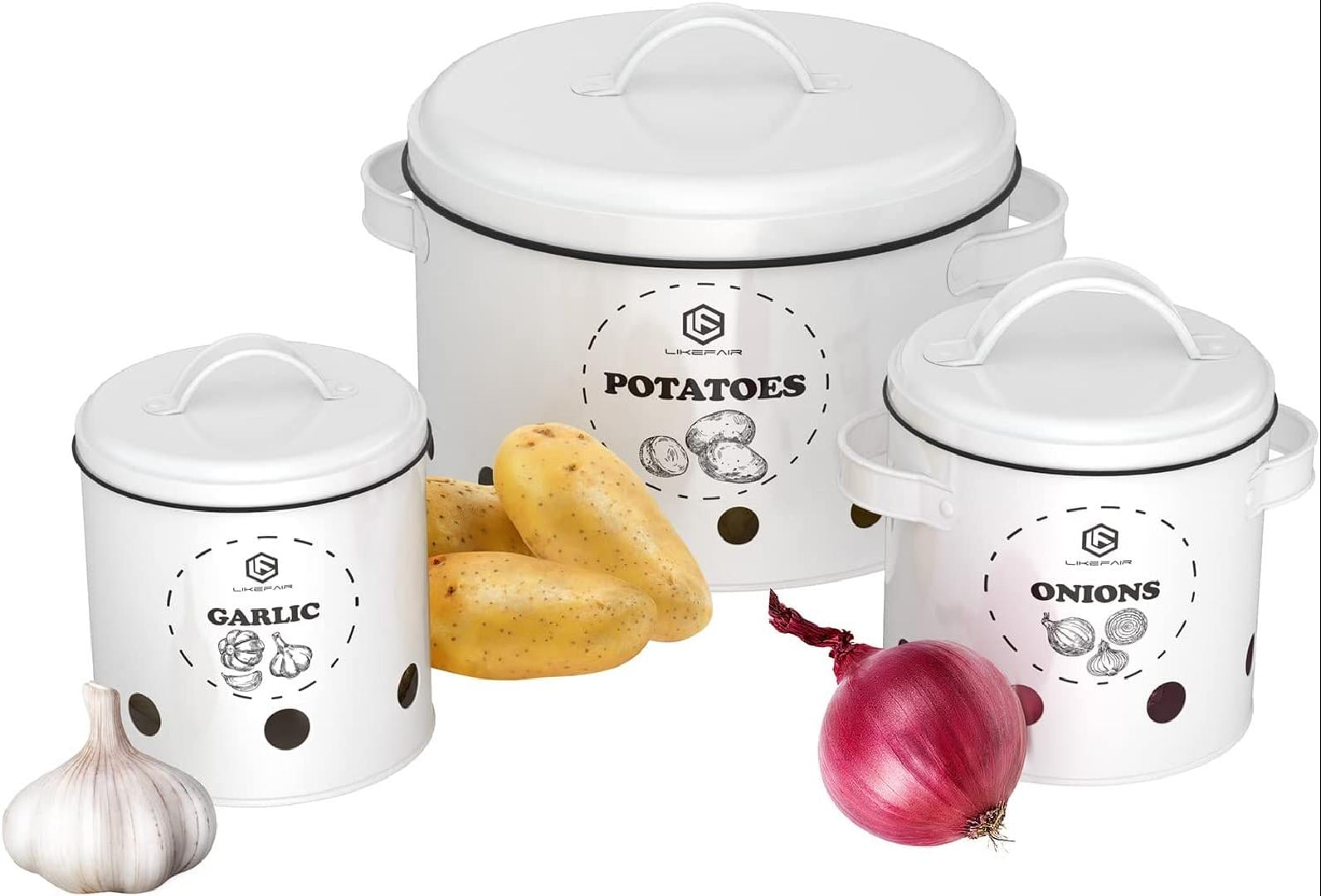 Kitchen Canisters Set of 3,Potato,Onion & Garlic Kitchen Storage ...