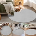 Grey Round Area Rug 6 FT, Non Slip Bedroom Rugs, Vintage Leather ...